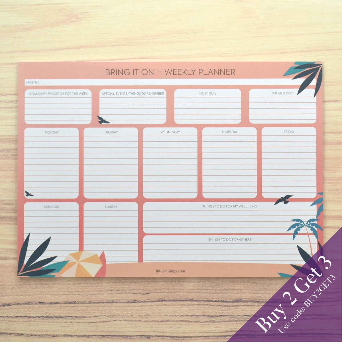 Weekly Action Planner - Girls Tweens and Teens – littlemusings.com